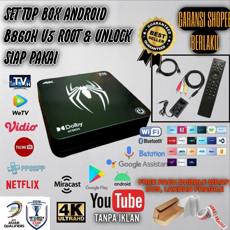 Jual Stb B860H V5 Ram 2gb Rom 8gb Siap Pakai full aplikasi r00t Unlock STB ANDROID TV BOX ...