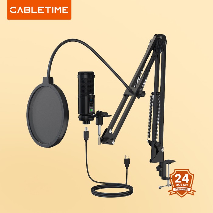 Jual Mic Condenser Audio Microphone Arm Set CABLETIME For Recording ...