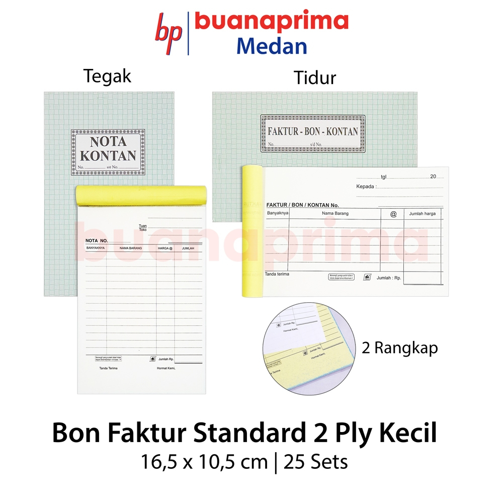 Jual Bon Faktur 2 PLY KECIL STANDARD Tegak Tidur Buku Nota Kontan NCR ...
