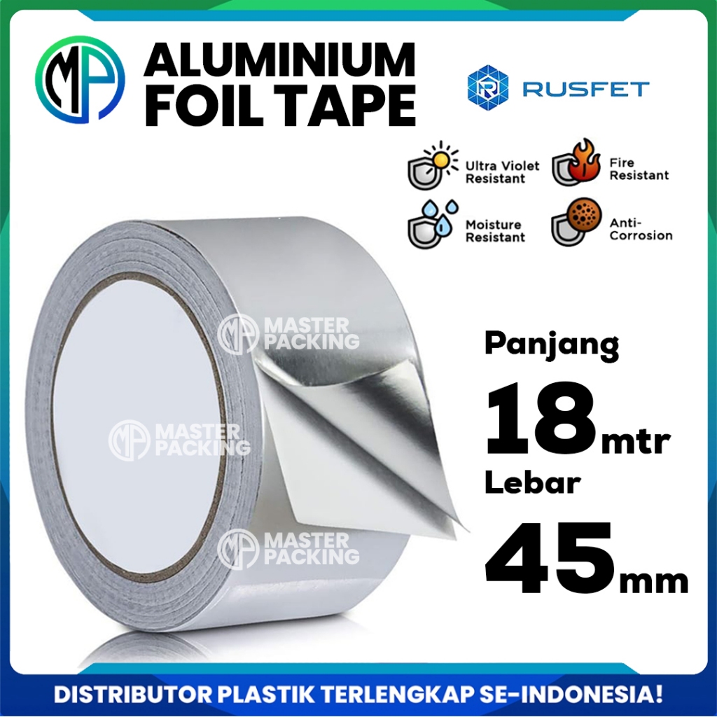 Jual Lakban Aluminium Foil Rusfet Tape 2inch 45mm x 18meter Isolasi ...