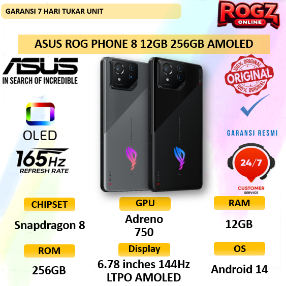 Jual Hp Asus ROG Phone 8 12GB/256 GB Snapdragon Garansi Resmi OLED ...