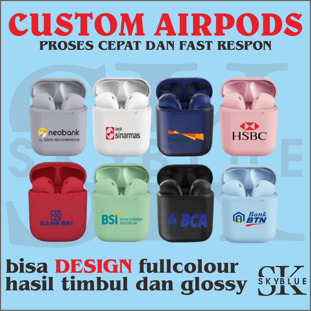 Jual CETAK TWS Custom Desain Headset Wireless Bluetooth 5.0 Ultra HD ...