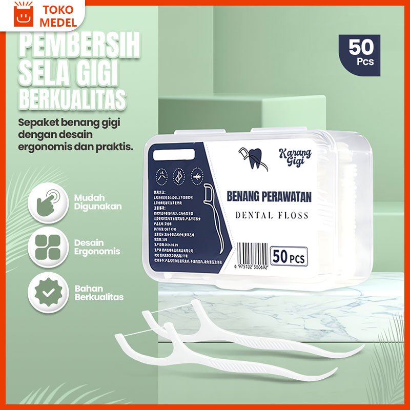 Jual Benang gigi 50 buah kotak benang gigi ultra-halus ukuran keluarga ...