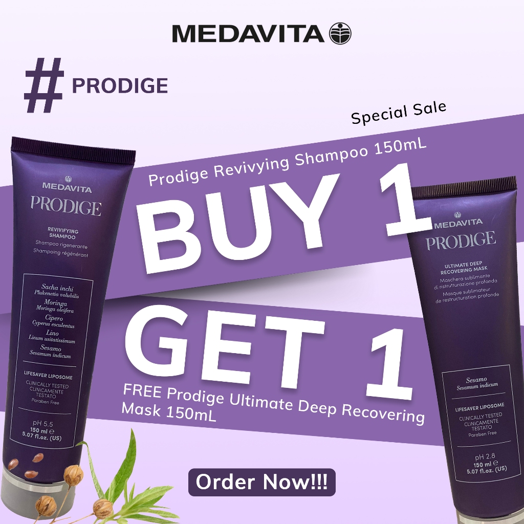 Jual Medavita Prodige Revivifying Shampoo 150mL bundling Free Prodige ...