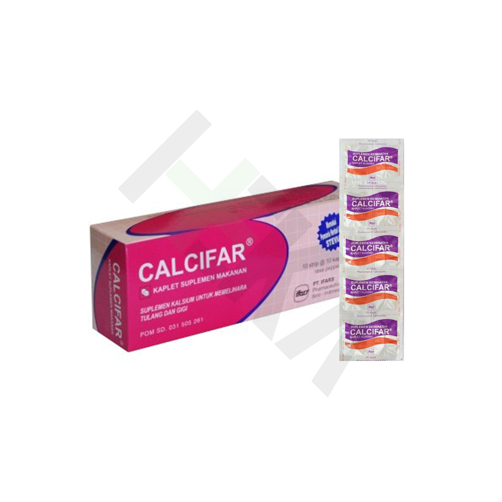 Jual Calcifar Kaplet Kunyah Chewable Box isi 10x10 - Suplemen Kalsium ...