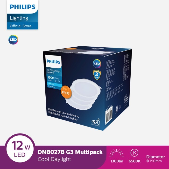 Jual Lampu Philips Downlight Multipack DN027B G3 D150 12W 12Watt 6500K Putih Isi 4 | Shopee ...