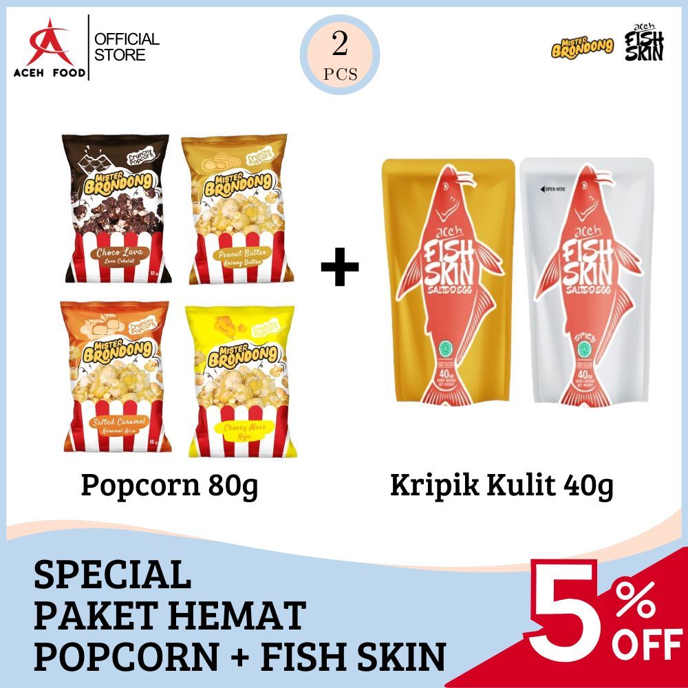 Jual Bundling Popcorn Mister Berondong 80 gram Fish Skin Salted Egg 40 ...