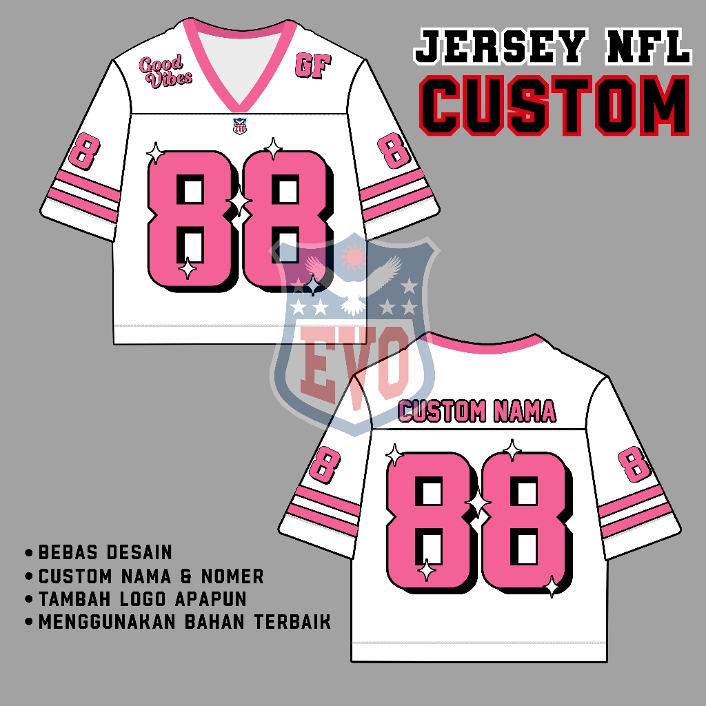 Jual Jersey NFL CUSTOM Rugby Football Boxy Bebas Desain H (Minimal ...