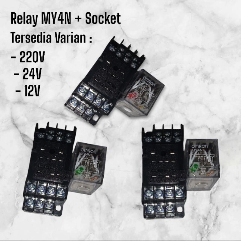 Jual Relay OMRON MY4N 12V/24V/220V + Socket | Shopee Indonesia
