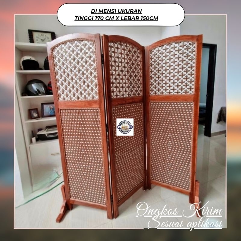 Jual (Ready stok) Pembatas ruangan sketsel pemisah ruangan rotan 1 set ...