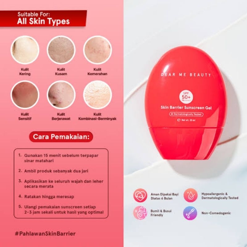 Jual DEAR ME BEAUTY - Skin Barrier Physical Sunscreen Gel SPF 50+ PA++++* 35 ml | Shopee Indonesia