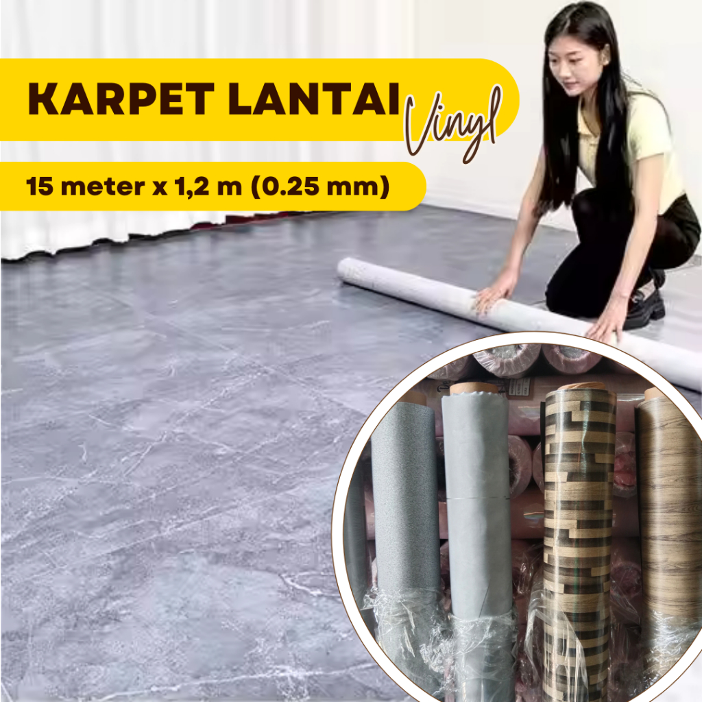 Jual Karpet Lantai Vinyl Gulung Motif Kayu Marmer Keramik 1 Roll 15 ...