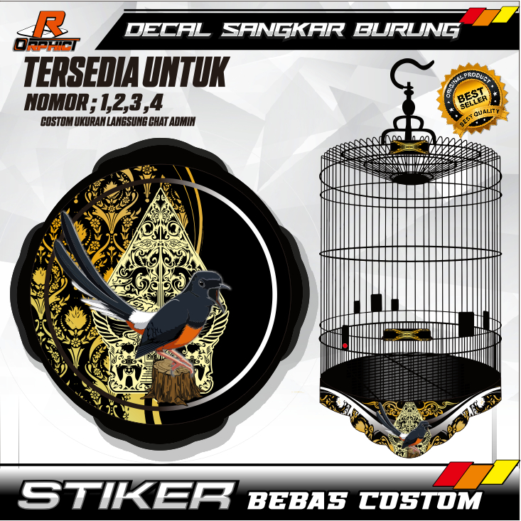 Jual STICKER DECAL SANGKAR MURAI wayang gunungan KANDANG CUSTOM untuk ...