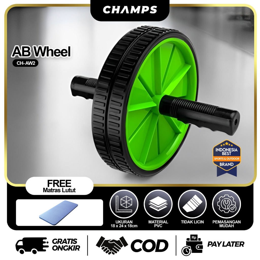 Jual CHAMPS AB Wheel Double | Roda Perut Roller Fitness untuk Plank ...