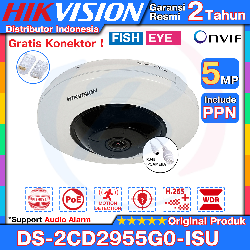 Jual Hikvision DS-2CD2955G0-ISU Ipcam 5mp Fish Eye Panoramic CCTV View ...
