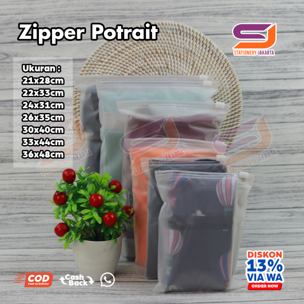 Jual Zipper Bag Potrait Transparan Doff Organizer Bag Pouch Plastik ...