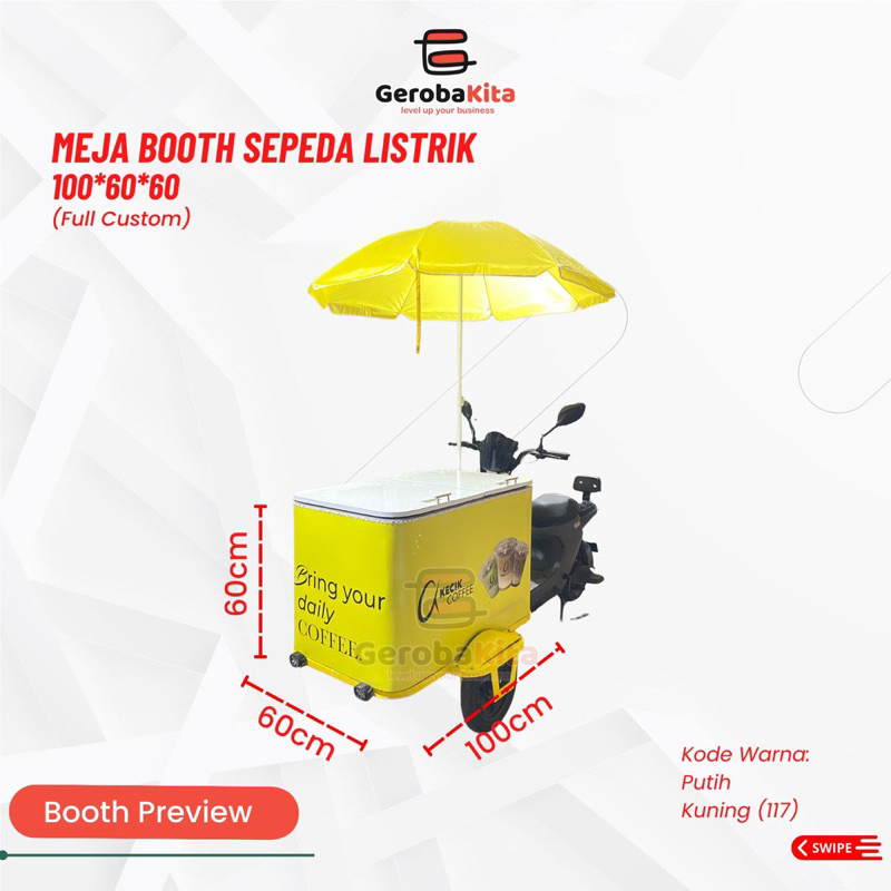 Jual Booth Sepeda Listrik (Full Custom) 100x60x60 Kuning | Shopee Indonesia