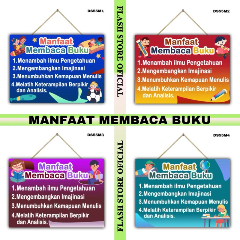 Jual Hiasan dinding Poster MANFAAT MEMBACA BUKU Gantungan dinding edukasi sekolah pajangan ...