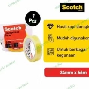 Jual Selotip 3M Scotch 500 Isolasi Bening 12mmx66m-Transparan tape 3M ...
