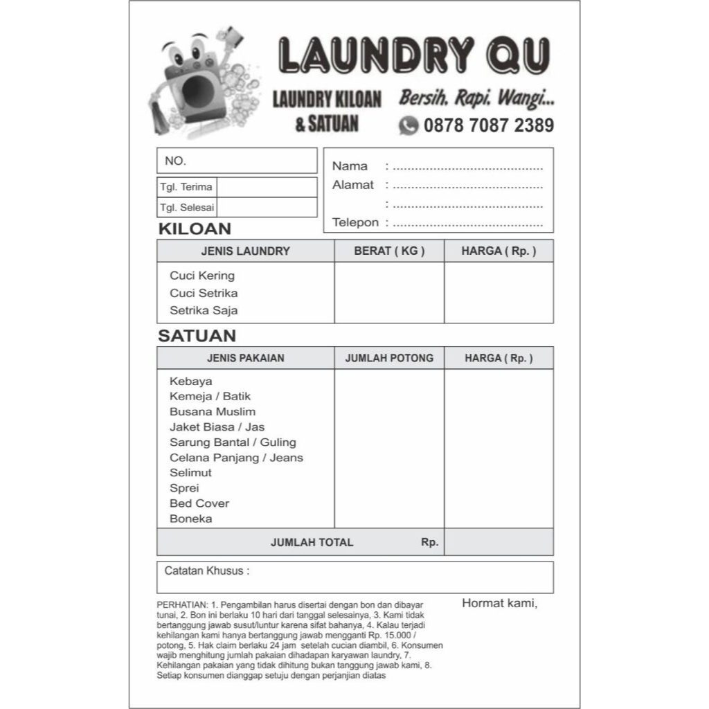 Jual NOTA 1 PLAY / BON FAKTUR/ BON TOKO / BON WARUNG / BON LAUNDRY ...