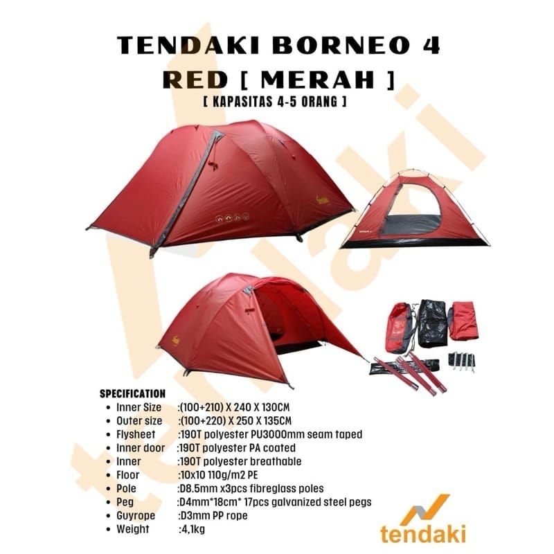 Jual cover luar tendaki borneo 4 merah outer tendaki borneo 4 merah ...