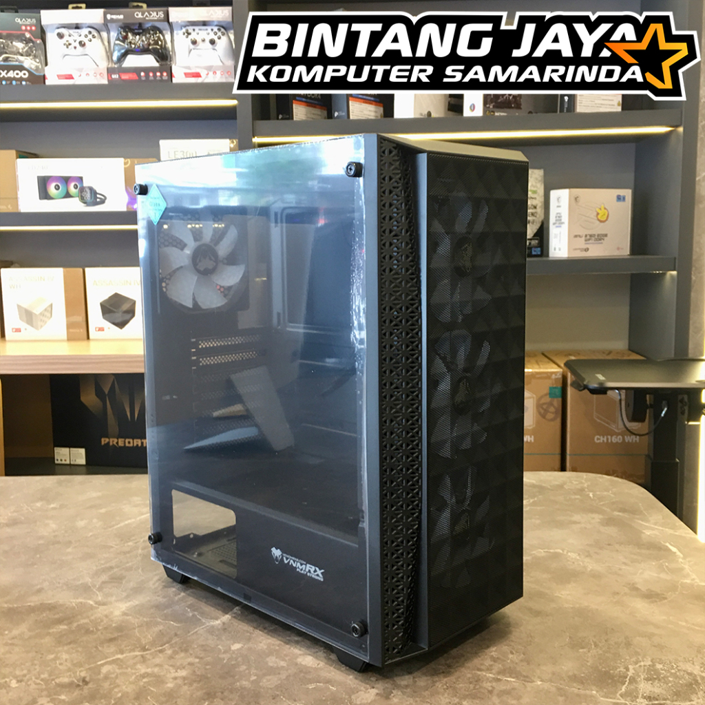 Jual Casing PC Gaming VenomRX Mystra Temp Glass ATX - Black + 4 Fan ...