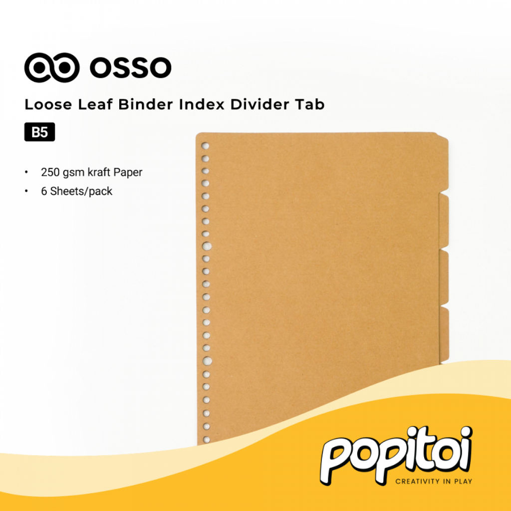 Jual OSSO Loose Leaf Binder Kraft Index Divider Tab Pembatas Buku A5 B5 ...