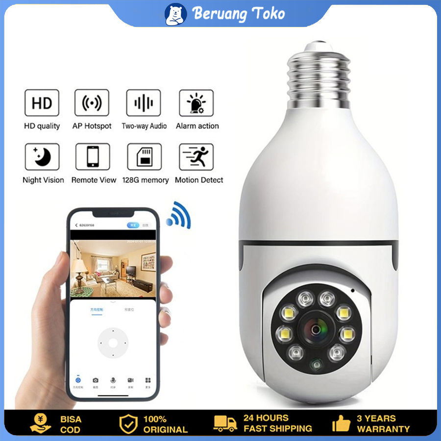 Jual Wifi Panorama Camera CCTV Lampu 8MP Kamera CCTV 360° PTZ & Memory ...
