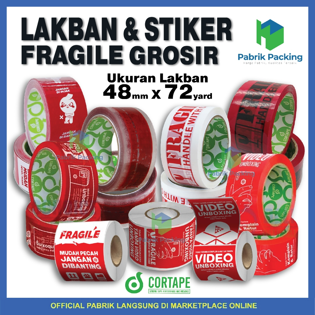 Jual Lakban Handle With Care Isolasi Fragile Stiker Solatip Plakban ...