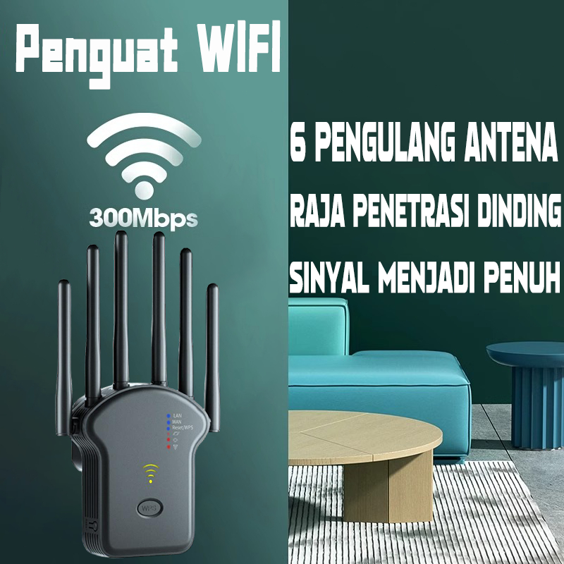 Jual WIFI Repeater 300Mbps WIFI Extender 4/6/8 antena Access Point Wireless Penguat Sinyal ...