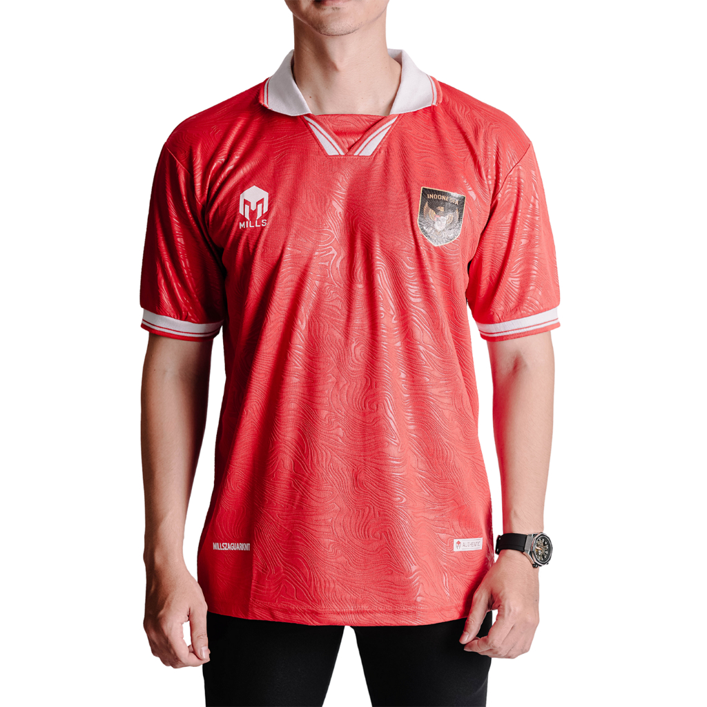Jual Baju Jersey Timnas Indonesia Mills Tahun 2023 Bermotip Bahan Embos ...
