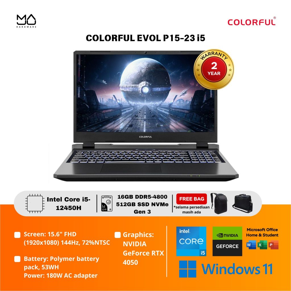 Jual Laptop Gaming COLORFUL EVOL P15-23 i5-12450H RTX4050 512GB SSD ...