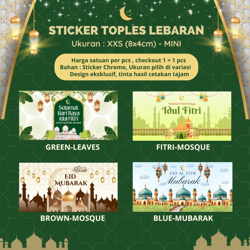 Jual Sticker Label Lebaran Sticker Toples Eid Mubarak Box Kue Kering ...
