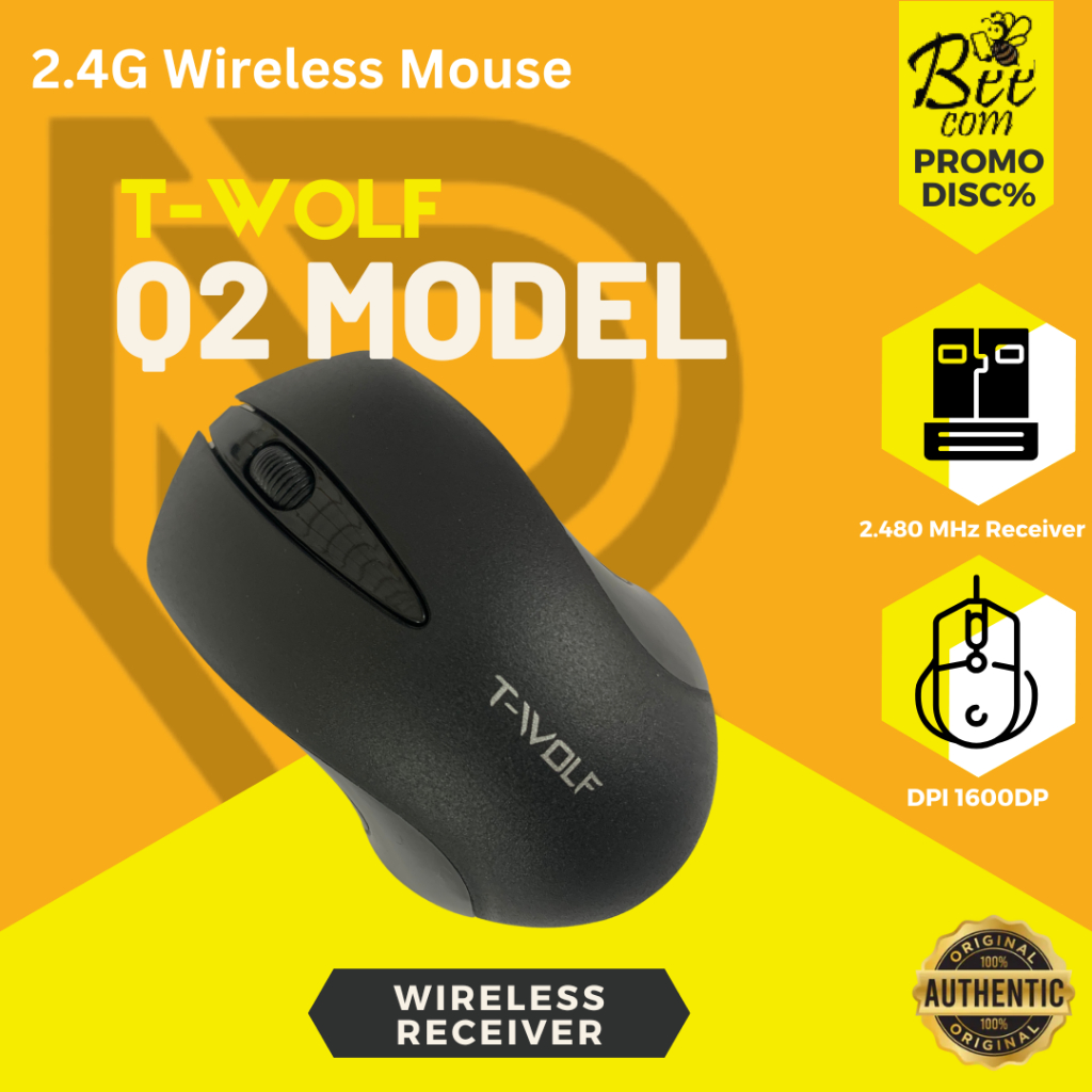Jual Mouse T-WOLF 1600 DPI Q2 Wireless TWOLF 2.4GHz UNTUK Kerja Kantor ...
