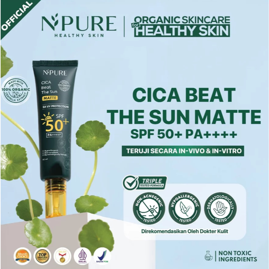 Jual NPURE SUNSCREEN CICA BEAT THE SUN MATTE SPF 50+ PA++++/ SUNSCREEN ...