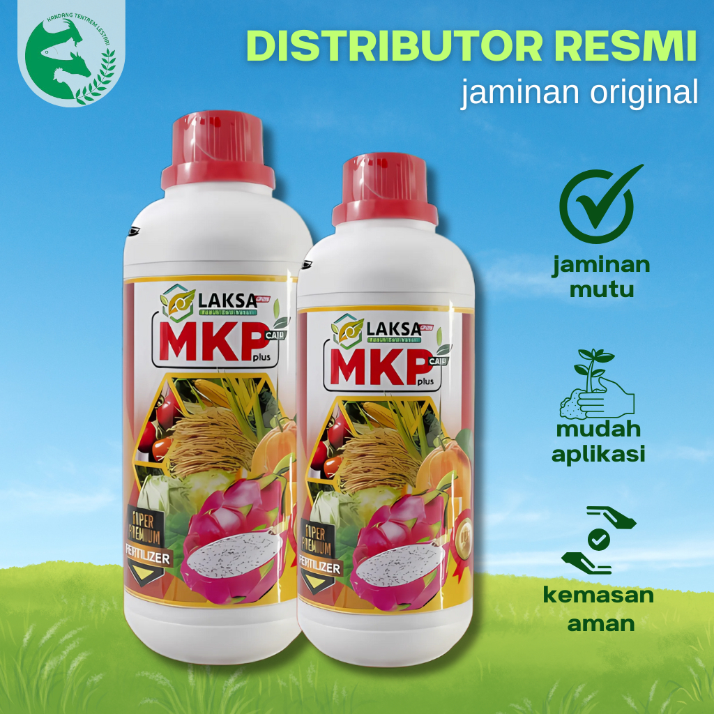 Jual Pupuk MKP Cair Plus 1 liter LAKSA Tambah Bobot Buah Umbi Cegah Rontok Bunga Padi Cabe ...