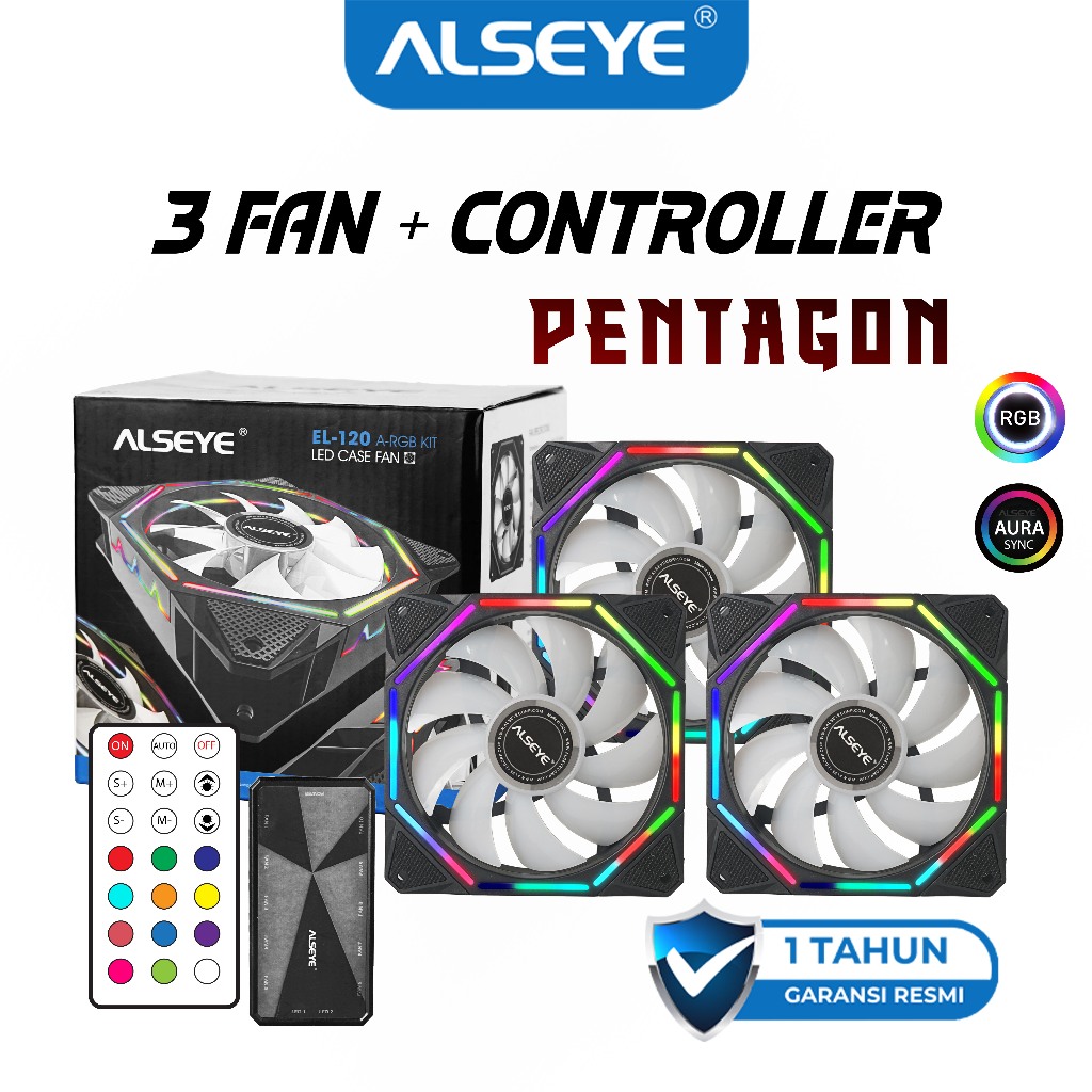 Jual Alseye Fan Case Casing 12cm RGB Fullset Controller Case Pentagon ...