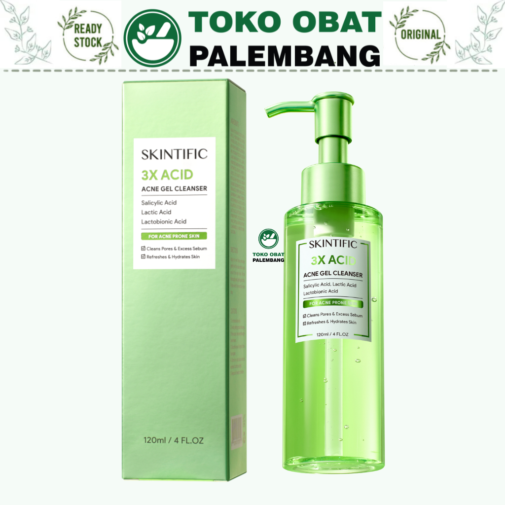 Jual SKINTIFIC 3X ACID ACNE GEL CLEANSER 120ML SALICYLIC ACID LACTIC ...