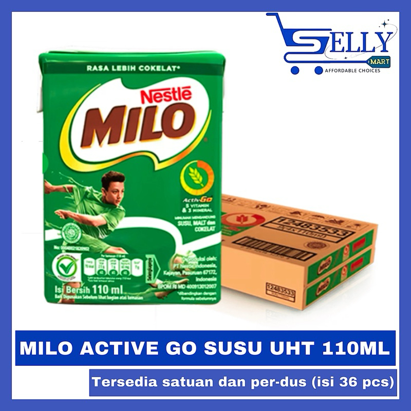 Jual MILO ACTIVE GO SUSU UHT KOTAK RASA COKLAT 110ML ISI 36 (SATUAN DAN DUS) | Shopee Indonesia