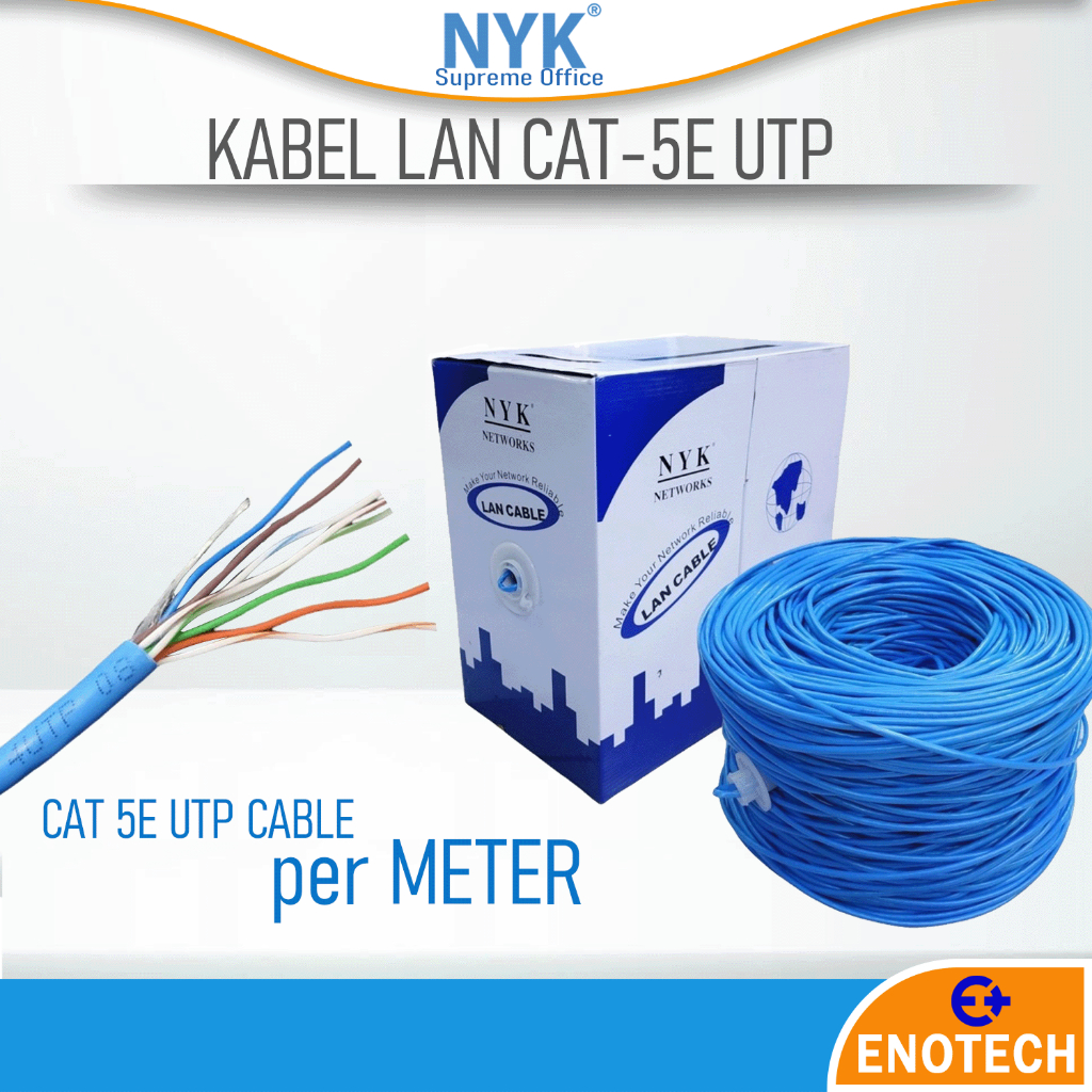 Jual Kabel NYK Lan RJ45 CAT5e UTP Internet Ethernet Cable 1m | Shopee ...