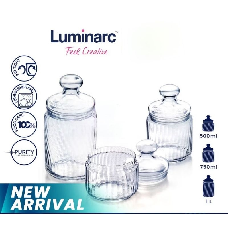 Jual Luminarc Toples Pot Clubs Striped Set of 3 V9606 | Shopee Indonesia