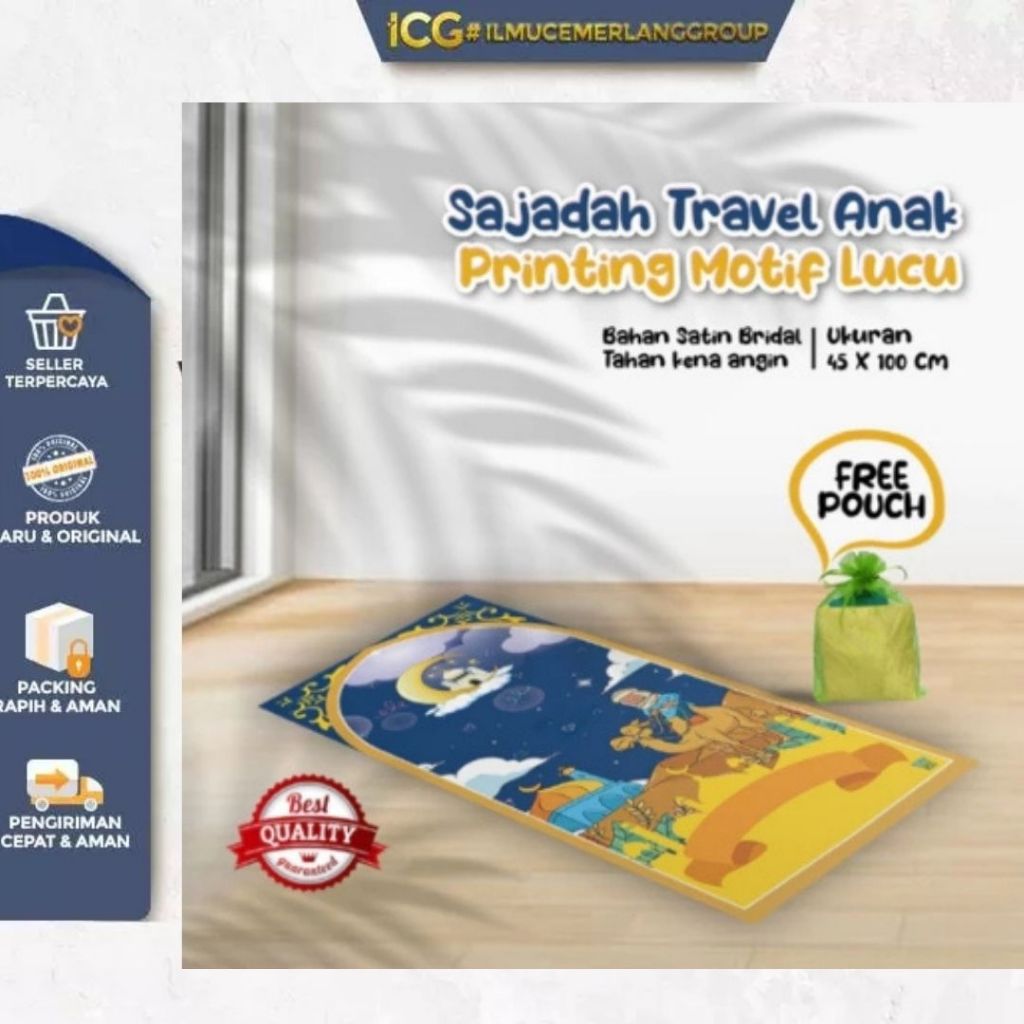 Jual Sajadah Travel Anak Custom Nama Bahan Satin Bridal Free Pouch ...