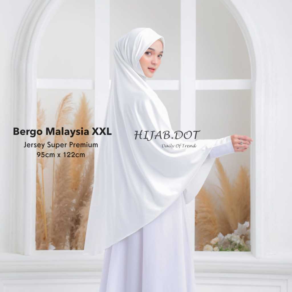 Jual Hijab Bergo Dagu Malaysia Syari Jersey Premium (XXL) (Jilbab Haji & Umroh) By HIJAB.DOT ...