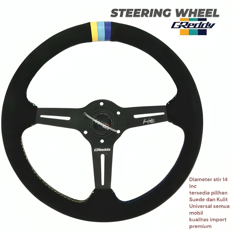 Jual Steer greedy setir racing mobil greedy Suede 14 inch / stir racing ...