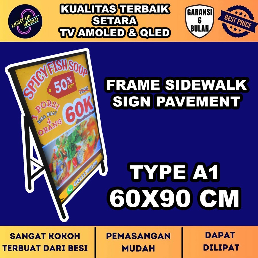 Jual Frame Sidewalk Sign Pavement/Standing Besi - Display LED Type ...