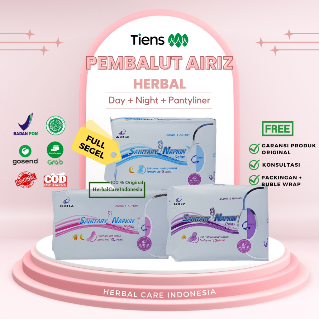 Jual Tiens Tianshi Airiz Day Night Pantyliner Pembalut Kesehatan ...