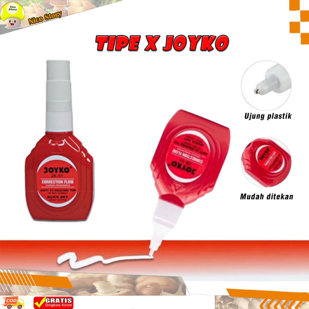 Jual (ncs) Joyko Correction Fluid Tip tipe type Ex X Stipo Cair merah JK-01 JK 01 | Shopee Indonesia