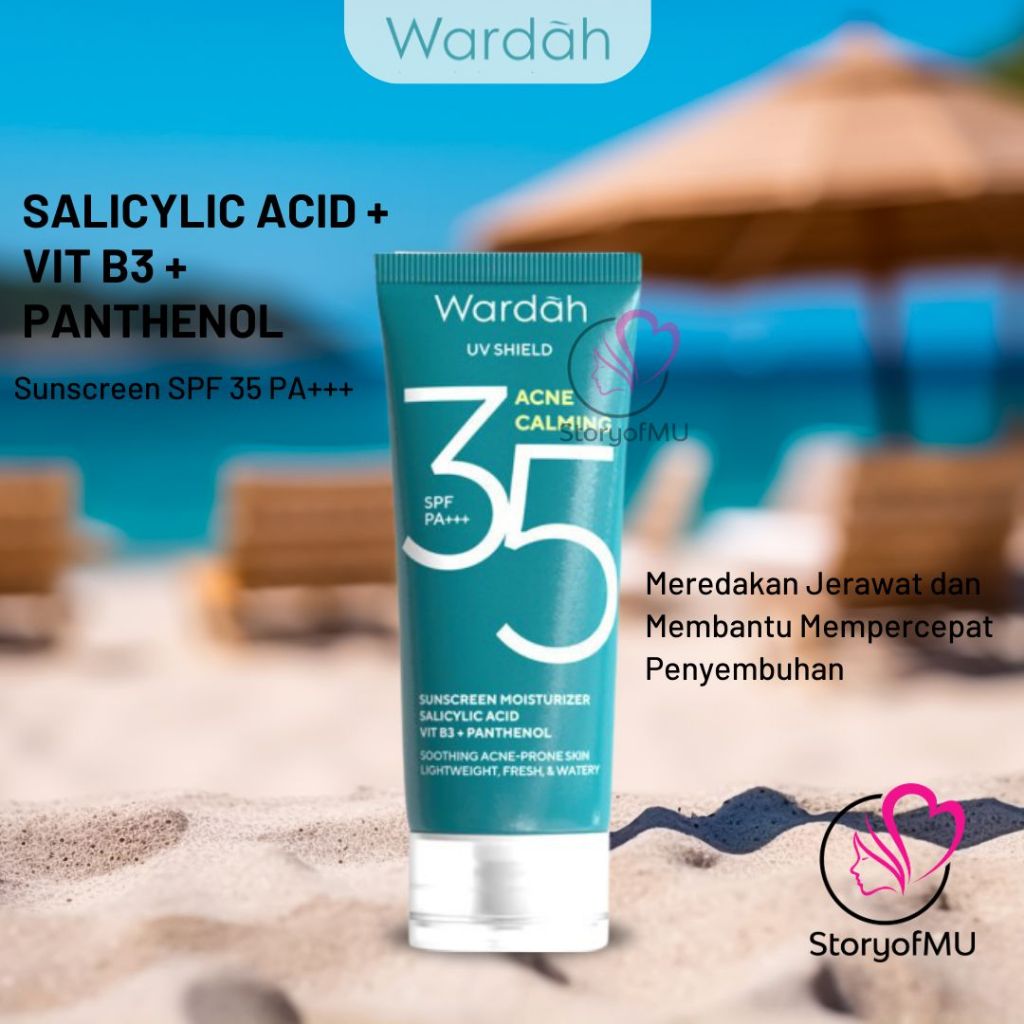 Jual WARDAH UV Shield Acne Calming Sunscreen Moisturizer Spf 35 PA++ ...