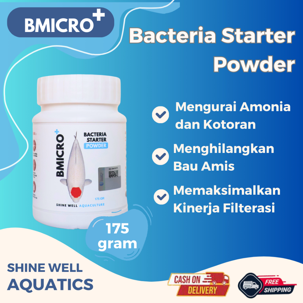 Jual BMICRO+ Bacteria Starter Powder 175 gram, Probiotik Kolam Aquarium ...