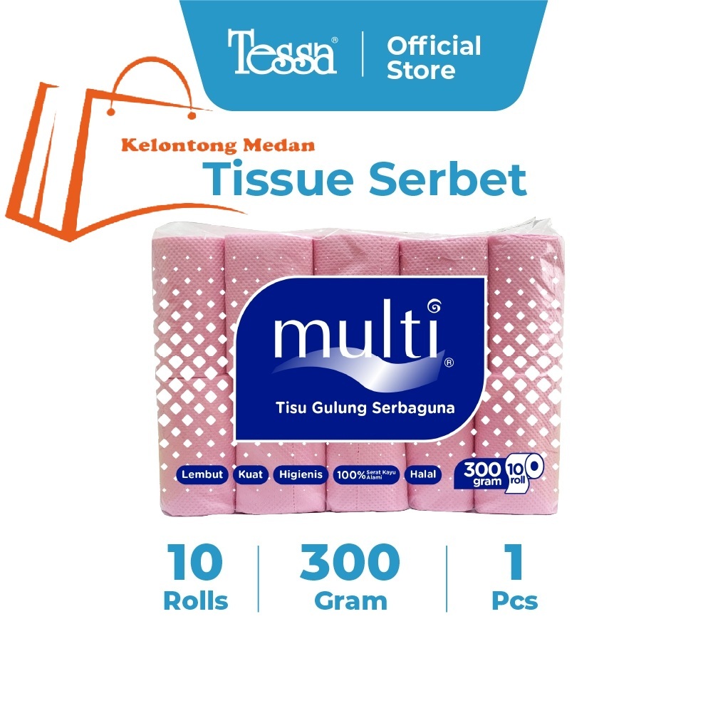 Jual [1 pack 10 Roll] Tisu tissue multi coreless emboss 300 gram warna ...